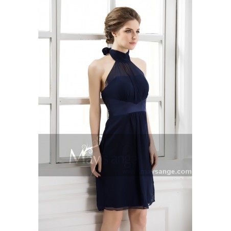 Midnight Blue Cocktail Dress | Collar Cocktail Dress Midnight Blue