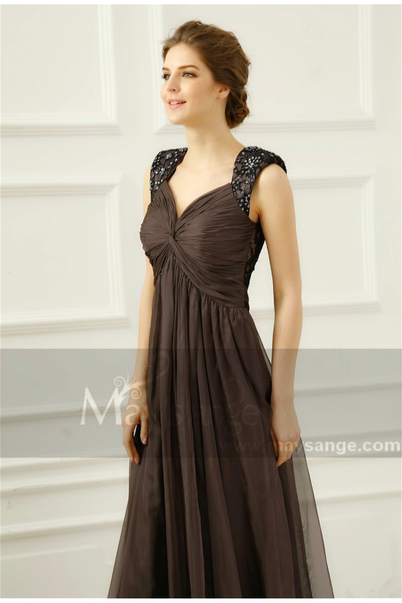 Beautiful Dark Gray Chiffon Sleeveless Designer Evening Gown