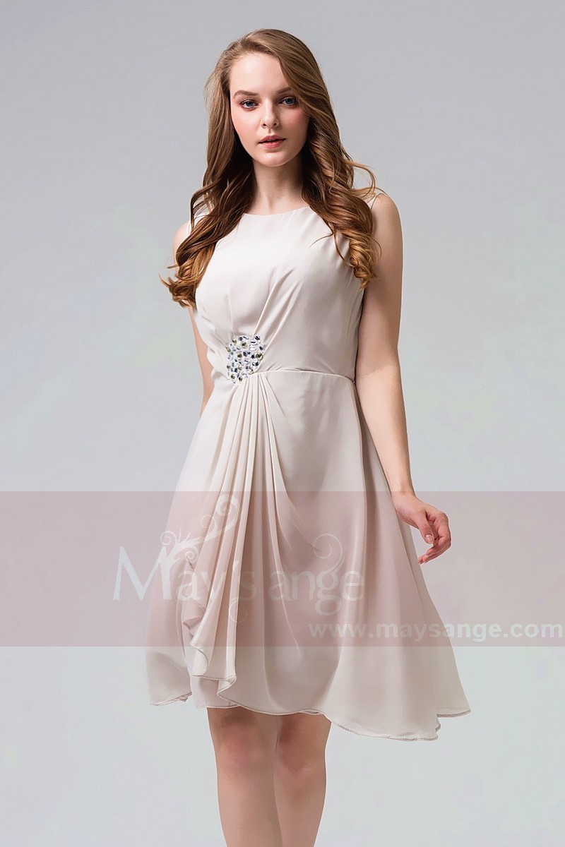 Short Chiffon A Line Homecoming Dress With Pearls