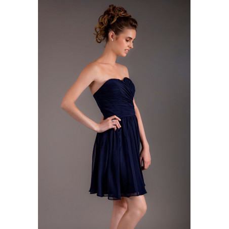 Short Strapless Navy Blue Cocktail Dress