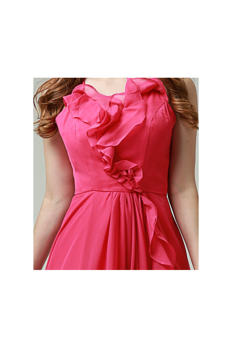 Long Chiffon Evening Dress With Ruffles